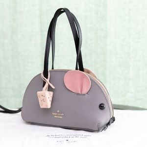 kate spade | Bags | Katespade Rare Cats Meow Leather Gray Mouse Bag ...